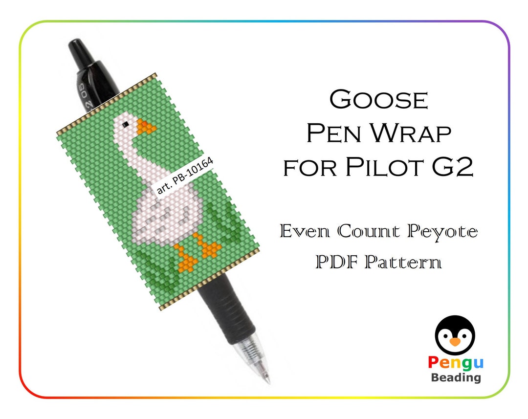 Beaded GOOSE Pen Wrap as Peyote Seed Bead Pattern - Peyote Pen Wrap ...
