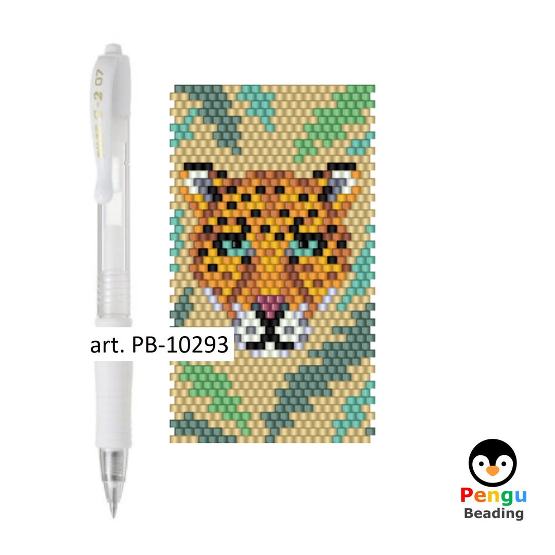 Beaded Leopard Peyote Pen Wrap for Pilot G2 - Miyuki Animal Beading ...