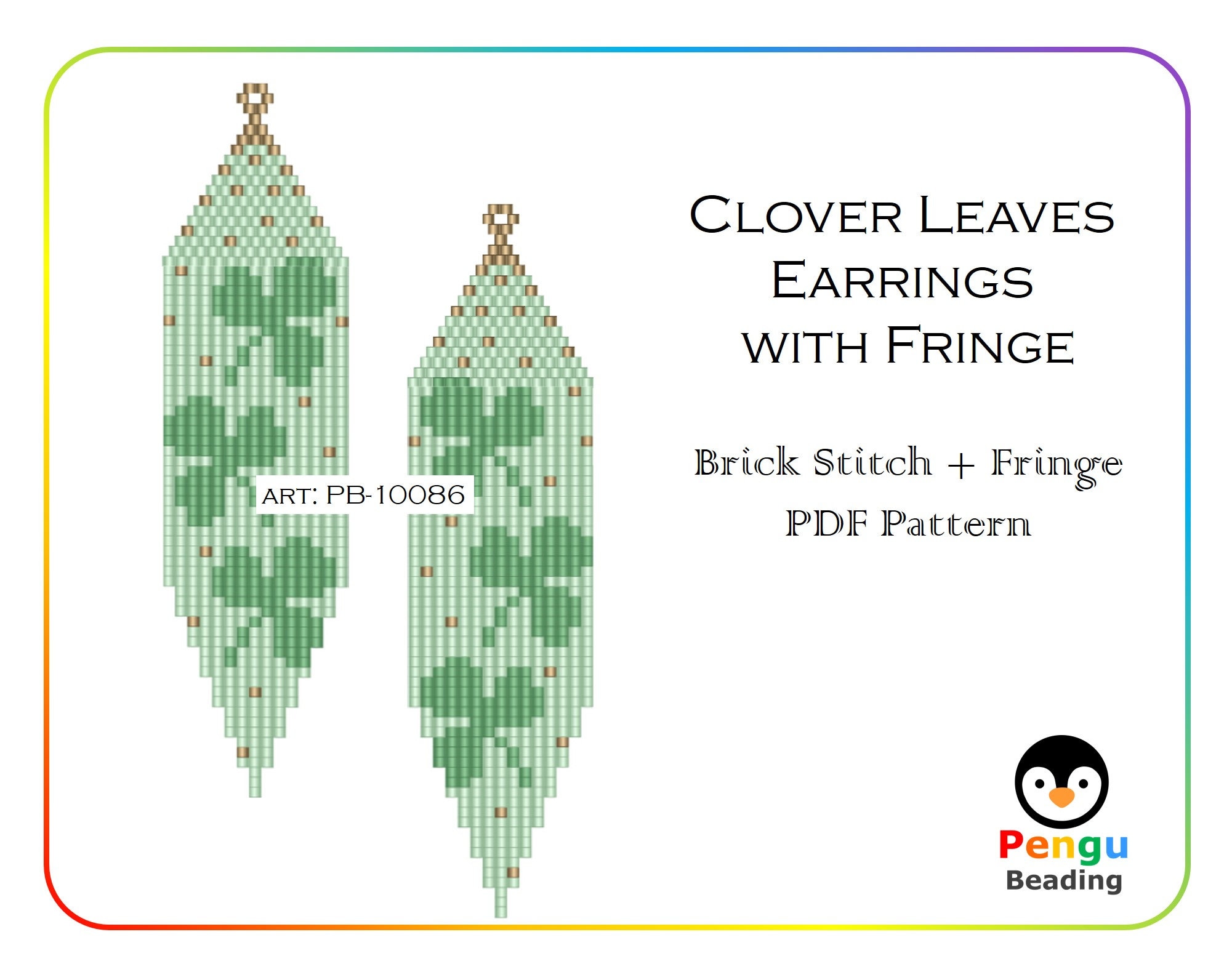 Beaded Clover Leaves Brick Stitch Earrings With Fringe Pattern - Miyuki ...
