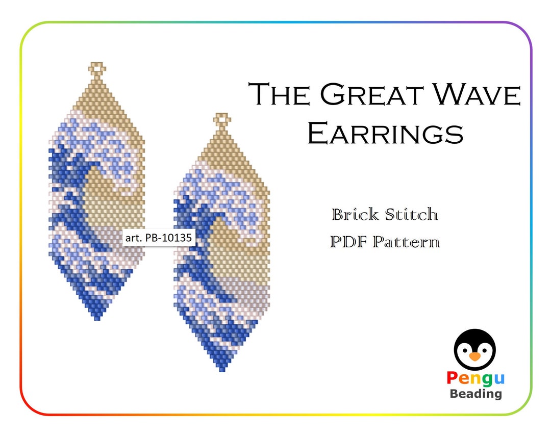 Beaded the Great Wave Earrings as Brick Stitch Seed Bead Pattern ...