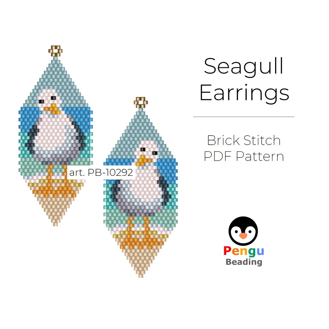 Beaded SEAGULL Earrings - Miyuki Brick Stitch Beading Pattern PB-10292 ...