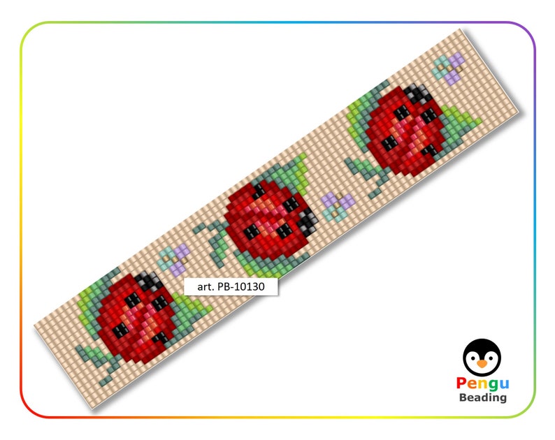 Beaded LADYBUG Loom Bracelet - Miyuki Delica Beading Flower Pattern PB ...