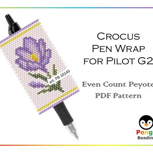 Beaded CROCUS Pen Wrap as Peyote Seed Bead Pattern - Peyote Pen Wrap ...