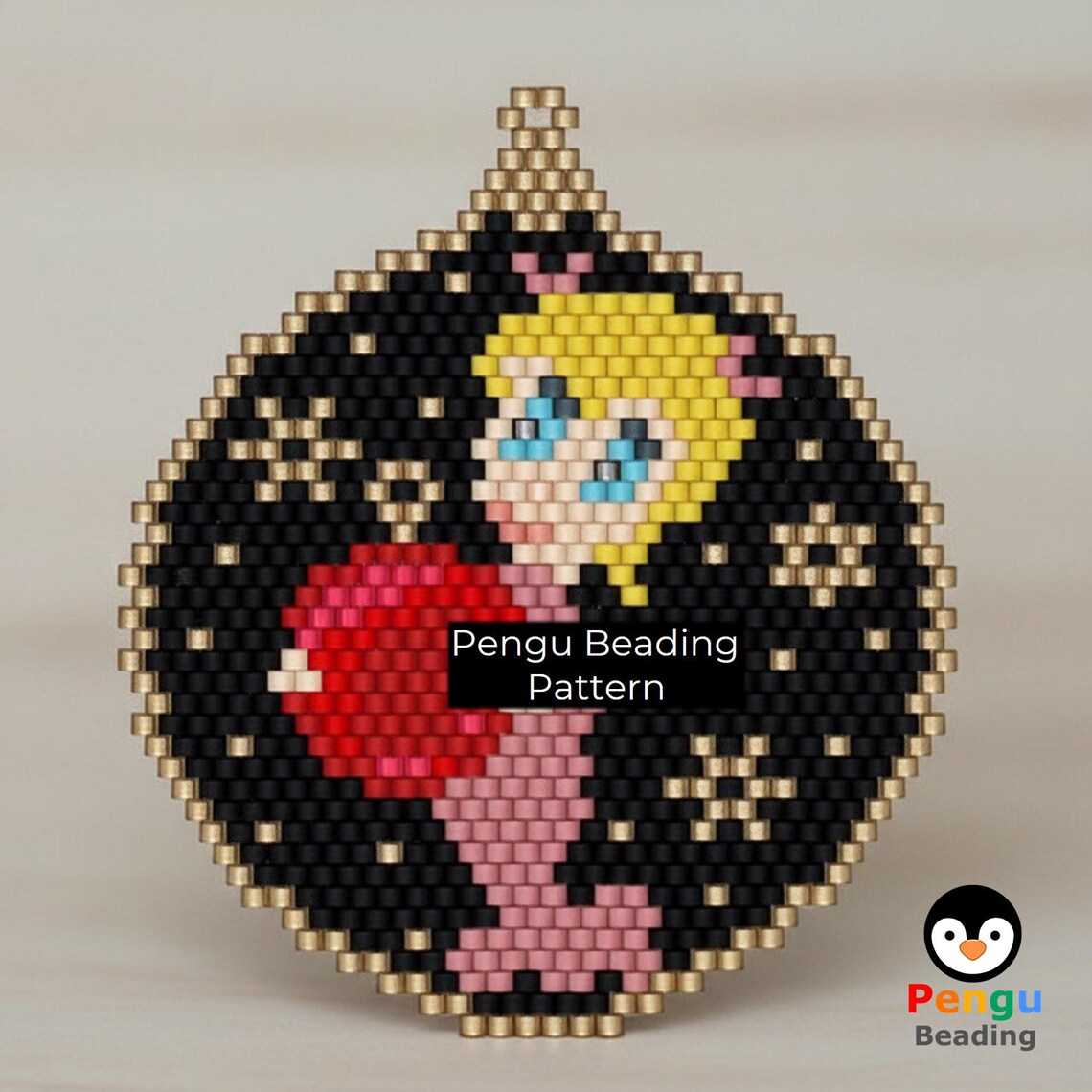 Beaded Cindy Lou Who Round Flat Christmas Ornament Miyuki Brick Stitch ...