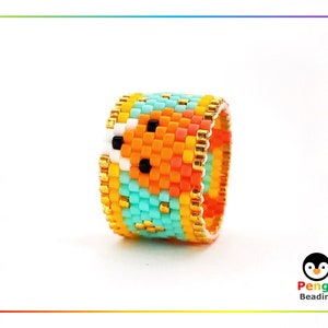 Beaded Fox Ring as Seed Bead Ring Pattern - Peyote Ring Beading Pattern ...