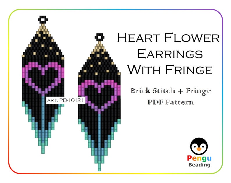 Beaded Heart Flower as Seed Bead Fringe Earrings Pattern - Etsy