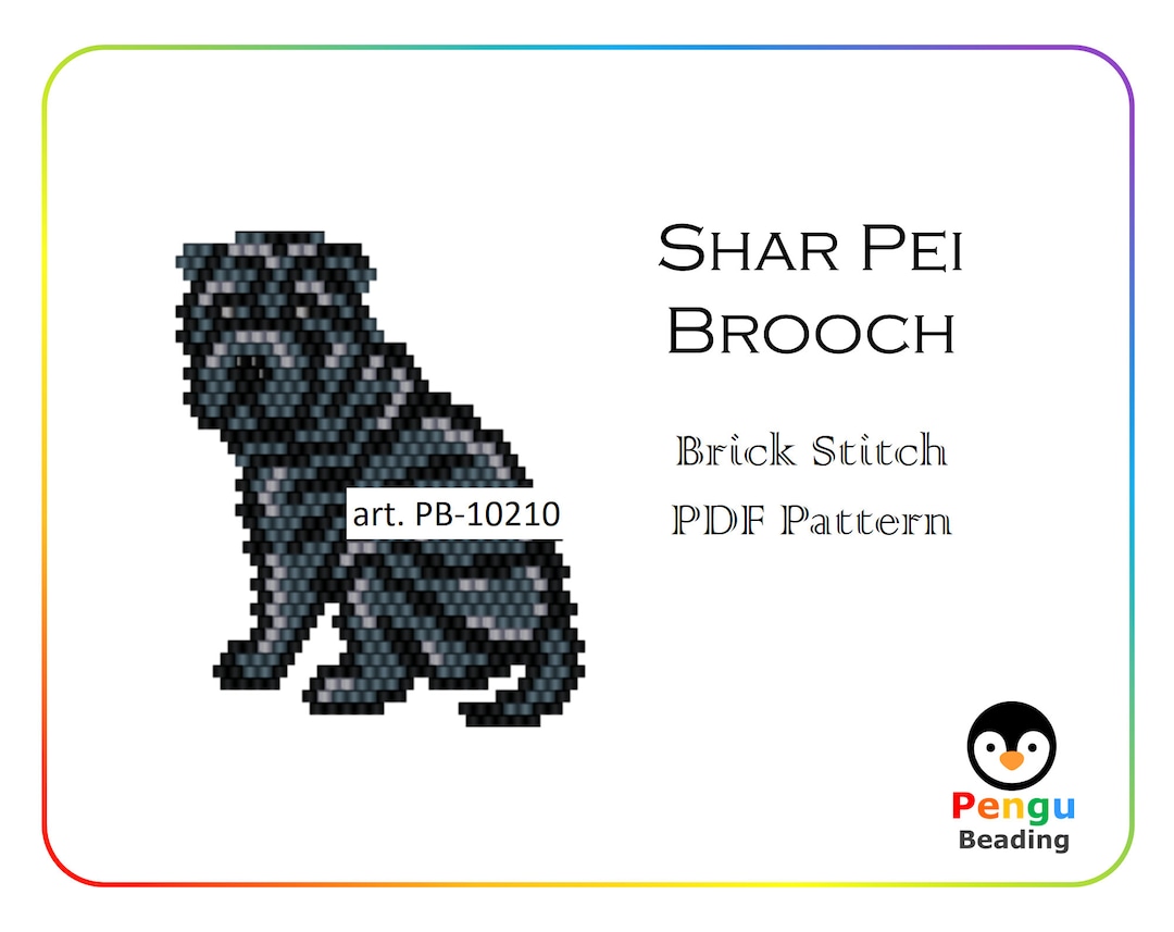 Beaded Shar Pei Brooch Bead Pattern - Miyuki Brick Stitch Beading ...