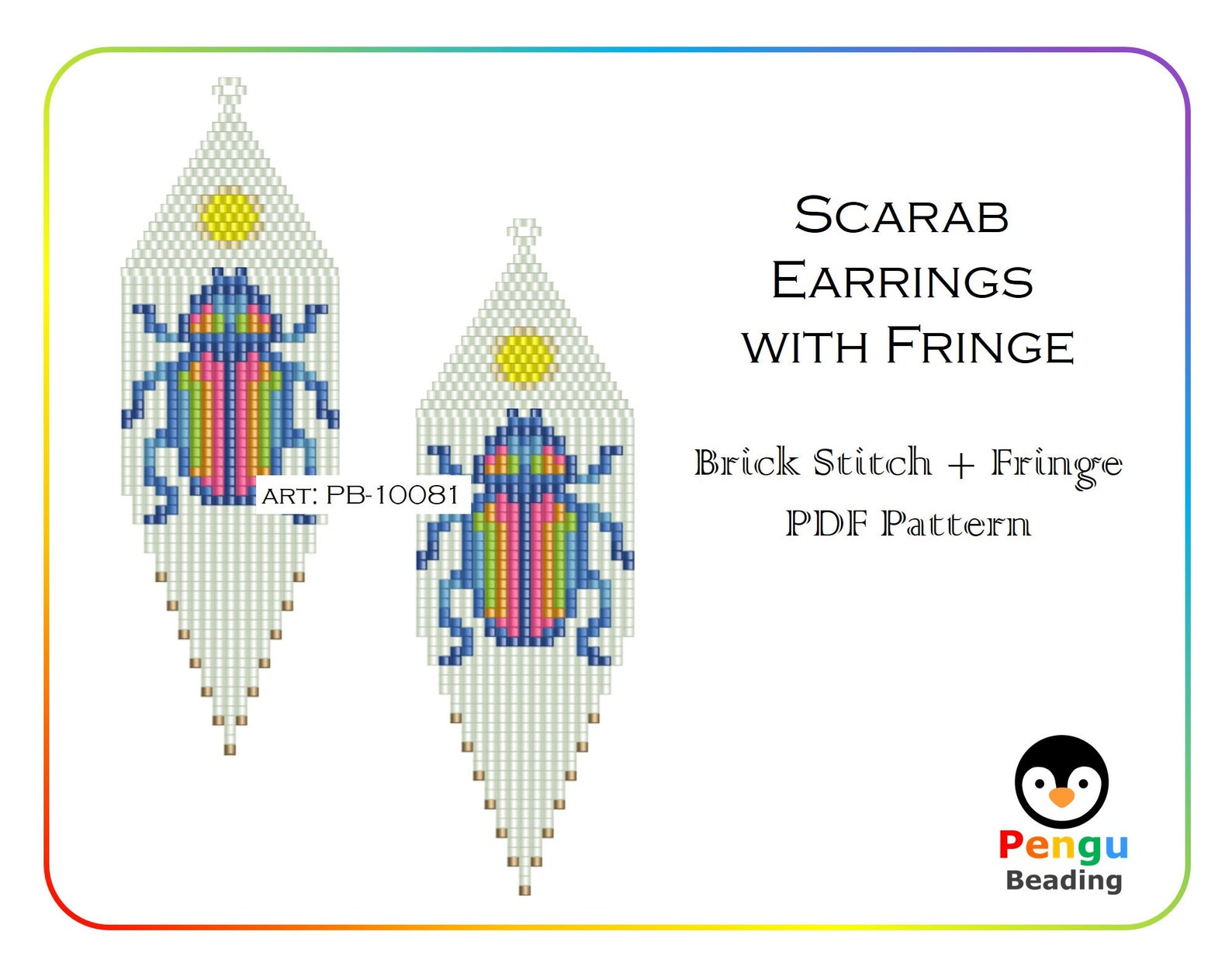 Beaded SCARAB BEETLE as Seed Bead Fringe Earrings Pattern - Brick ...