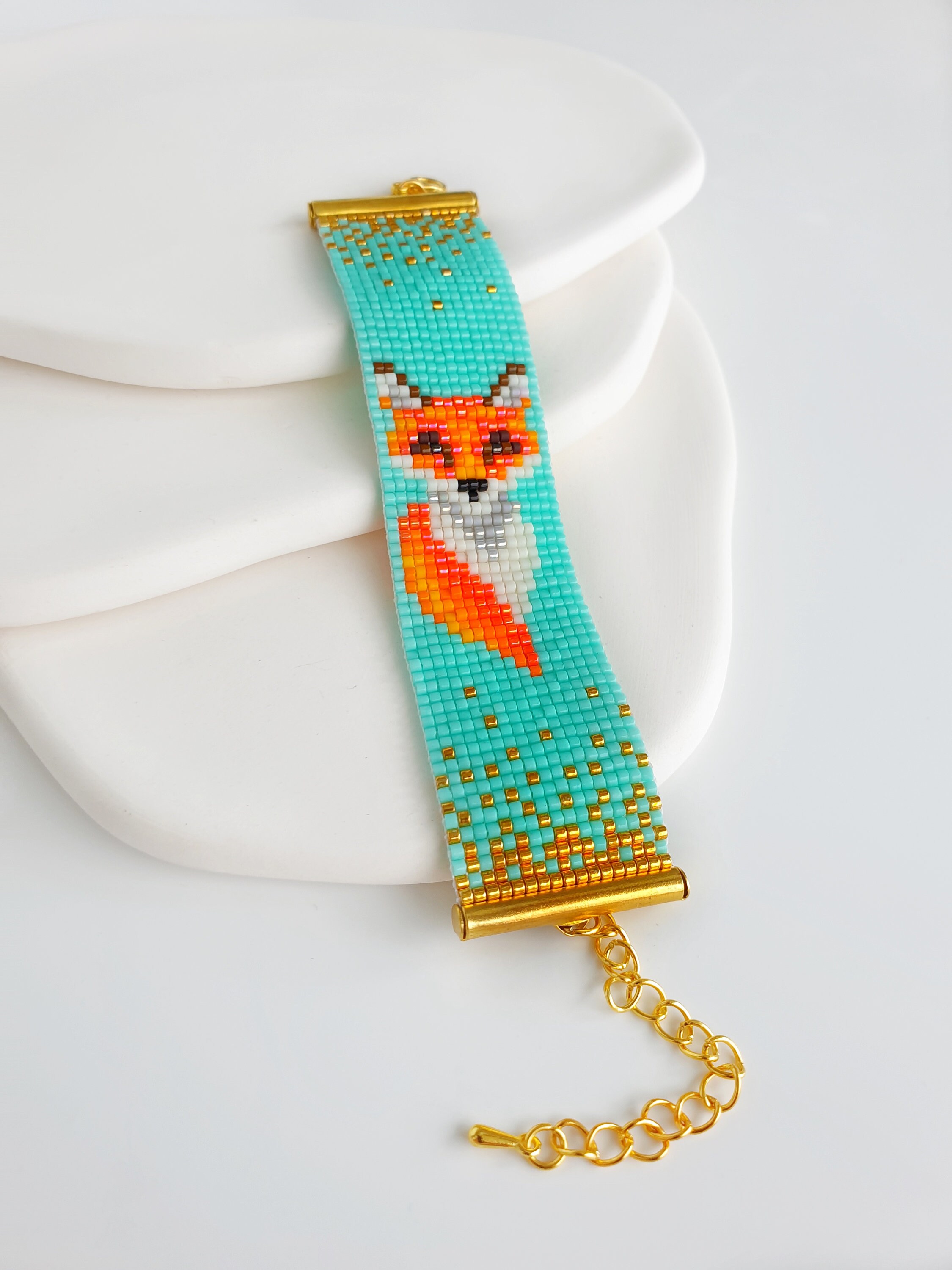Beaded the FOX Loom Bracelet - Miyuki Delica Beading Animals Pattern PB ...