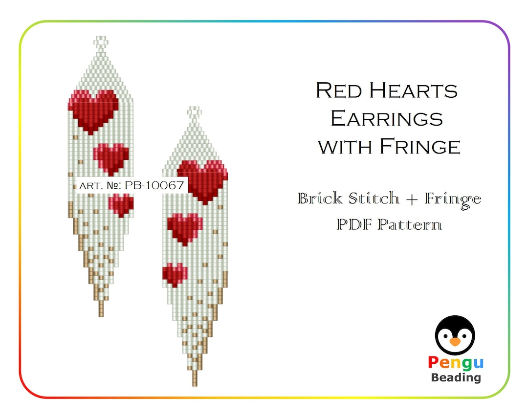 Beaded Heart Valentine's Day Earrings With Fringe Pattern - Miyuki ...