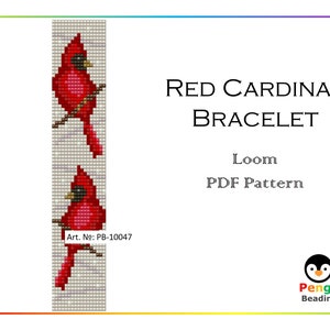 Beaded Red Cardinal Loom Bracelet - Miyuki Delica Beading Pattern PB ...