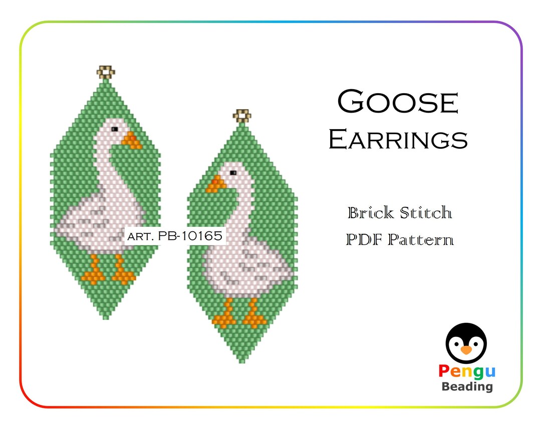 Beaded GOOSE Earrings as Brick Stitch Seed Bead Pattern - Brick Stitch ...