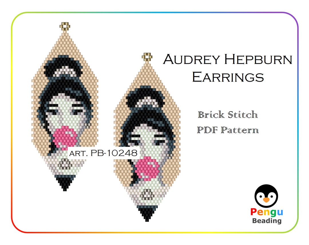 Beaded Audrey Hepburn Brick Stith Earrings - Miyuki Brick Stitch ...