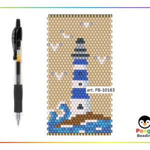 Beaded LIGHTHOUSE Pen Wrap as Peyote Seed Bead Pattern - Peyote Pen ...