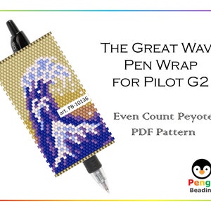 Beaded the GREAT WAVE Pen Wrap as Peyote Seed Bead Pattern - Peyote Pen ...