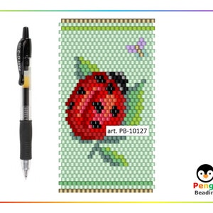 Beaded LADYBUG Pen Wrap as Peyote Seed Bead Pattern - Peyote Pen Wrap ...