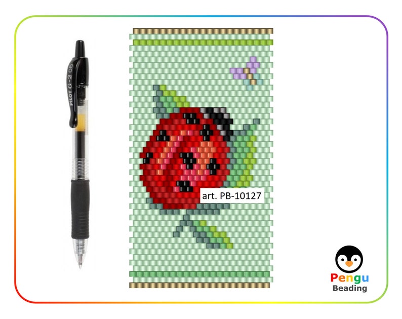 Beaded LADYBUG Pen Wrap as Peyote Seed Bead Pattern Peyote - Etsy