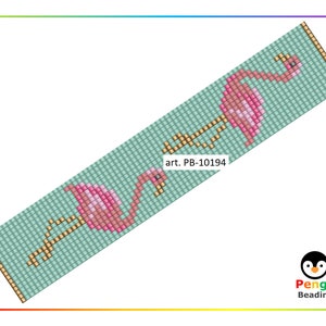 Beaded FLAMINGO Loom Bracelet - Miyuki Delica Beading Pattern PB-10194 ...