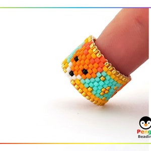 Beaded Fox Ring as Seed Bead Ring Pattern - Peyote Ring Beading Pattern ...