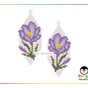 Beaded CROCUS Earrings as Brick Stitch Seed Bead Pattern - Brick Stitch ...