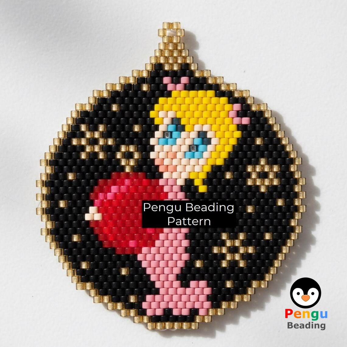 Beaded Cindy Lou Who Round Flat Christmas Ornament Miyuki Brick Stitch ...