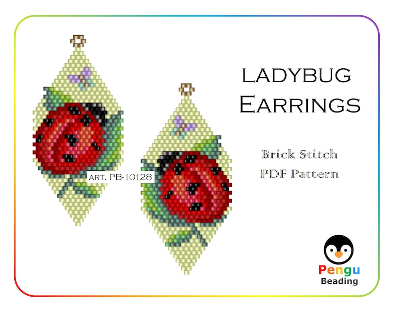 Beaded LADYBUG Earrings as Brick Stitch Seed Bead Pattern - Brick ...