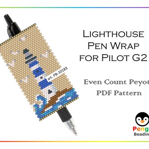 Beaded LIGHTHOUSE Pen Wrap as Peyote Seed Bead Pattern - Peyote Pen ...