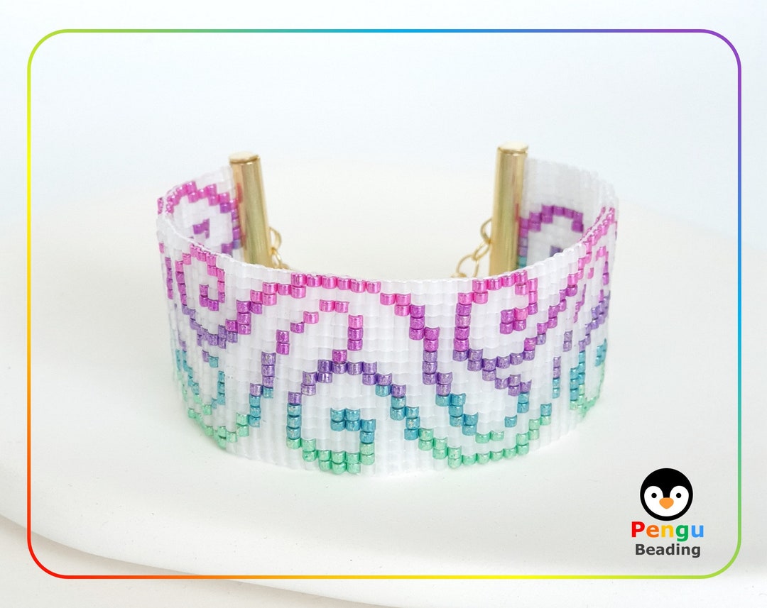 Beaded Colorful Metal Loom Bracelet Pattern Miyuki Delica - Etsy