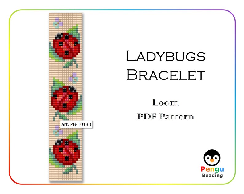 Beaded LADYBUG Loom Bracelet - Miyuki Delica Beading Flower Pattern PB ...