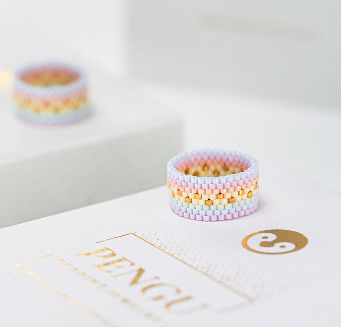 Beaded Ring as Seed Bead Ring Pattern - Peyote Even Count Ring Beading ...