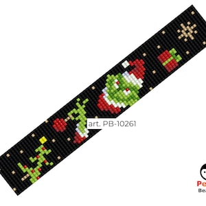 Beaded Christmas Loom Bracelet - Miyuki Delica Beading Pattern PB-10261 ...
