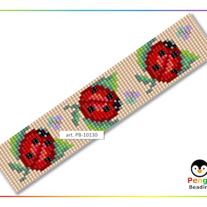 Beaded LADYBUG Loom Bracelet - Miyuki Delica Beading Flower Pattern PB ...