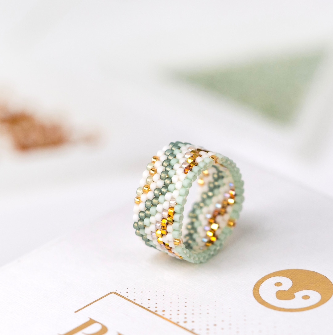 PDF Pattern Beaded Green Ring as Seed Bead Ring - Peyote Even Count ...