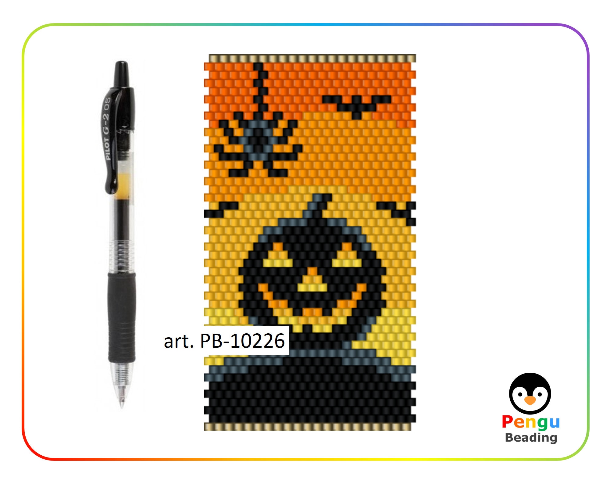 Beaded PUMPKIN HALLOWEEN Even Count Peyote Pen Wrap for Pilot G2 ...