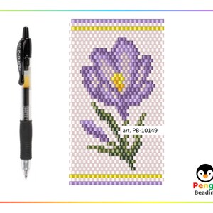 Beaded CROCUS Pen Wrap as Peyote Seed Bead Pattern - Peyote Pen Wrap ...