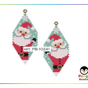 Beaded Santa Claus Christmas Earrings - Miyuki Brick Stitch Beading ...