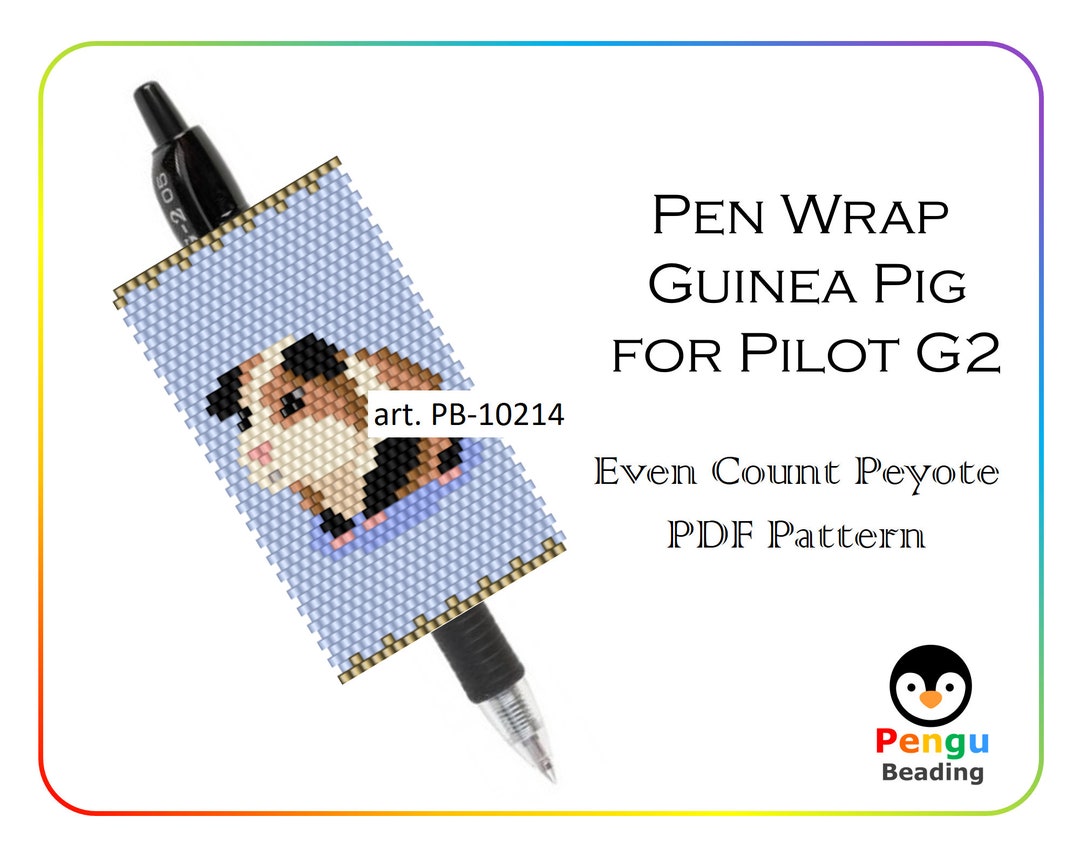 Beaded Guinea Pig Pen Wrap as Peyote Seed Bead Pattern - Peyote Pen Wrap Beading Patterns ...