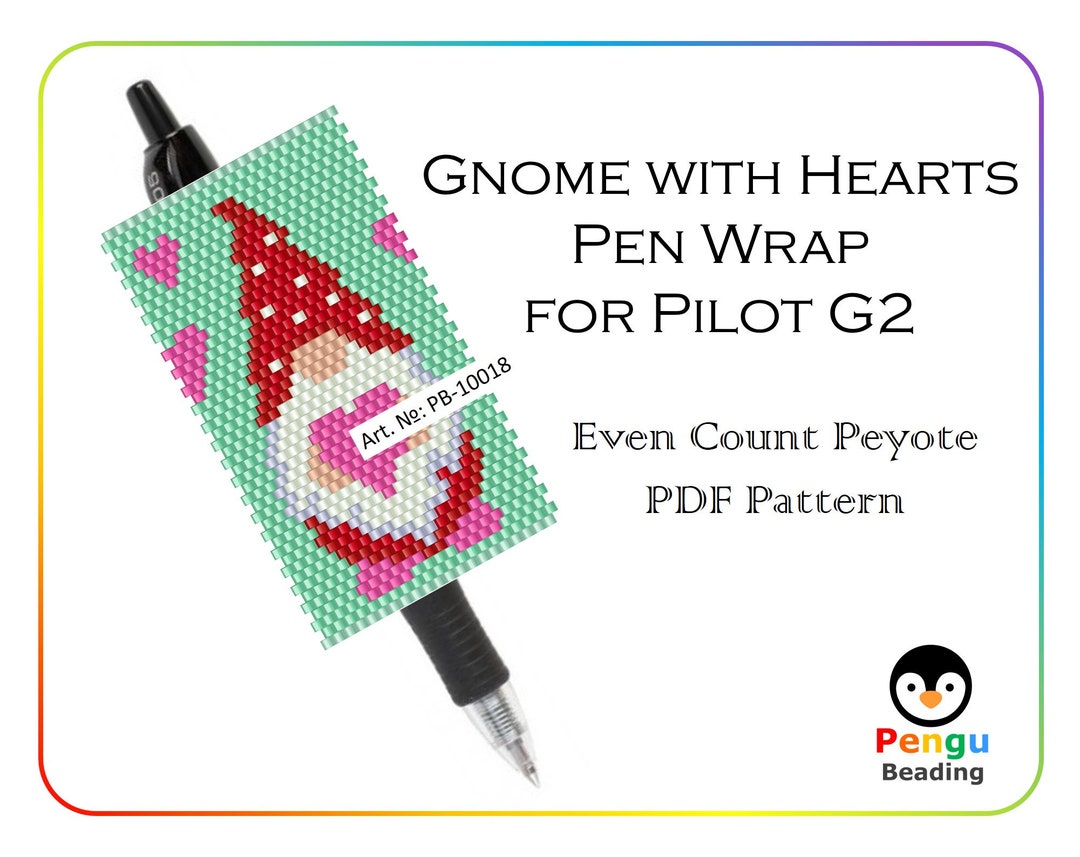 Beaded Gnome With Hearts Valentine's Day Pen Wrap for Pilot G2 Even ...