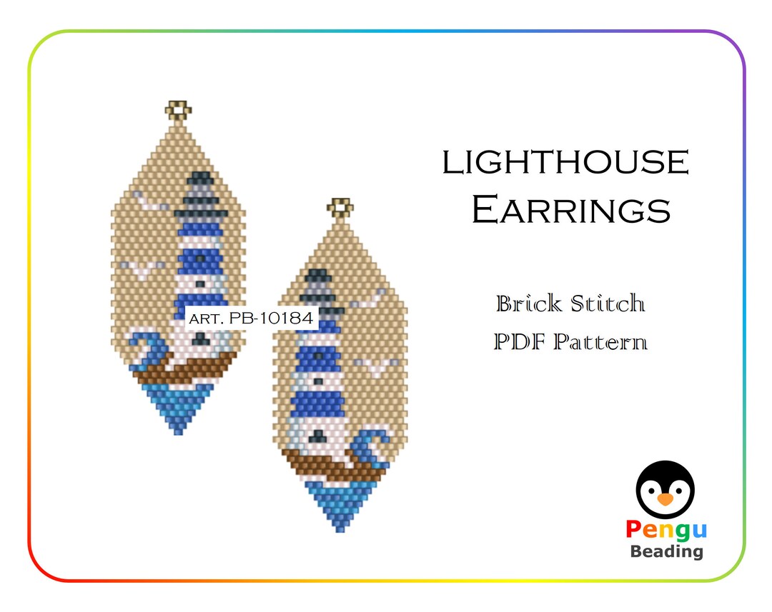 Beaded LIGHTHOUSE Earrings - Miyuki Brick Stitch Beading Pattern PB ...