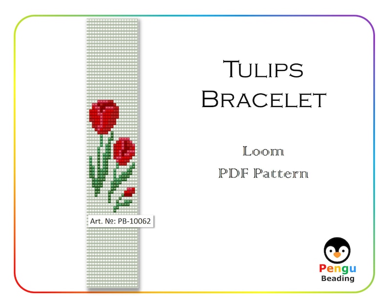 Beaded Red Tulips Flowers Loom Bracelet Pattern - Miyuki Delica Beading ...