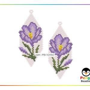 Beaded CROCUS Earrings as Brick Stitch Seed Bead Pattern - Brick Stitch ...