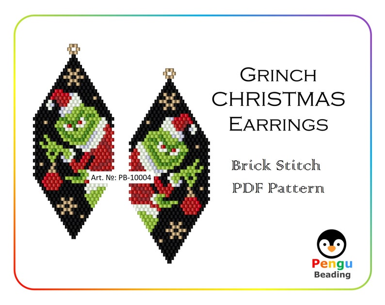 Beaded Christmas Earrings - Miyuki Brick Stitch Beading Pattern PB ...