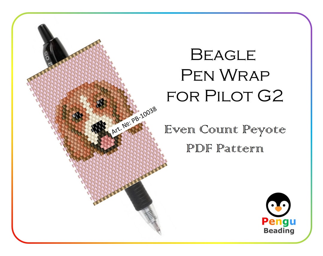 Beaded Beagle Head Dog Even Count Peyote Pen Wrap for Pilot G2 - Miyuki ...