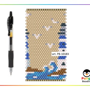 Beaded LIGHTHOUSE Pen Wrap as Peyote Seed Bead Pattern - Peyote Pen ...