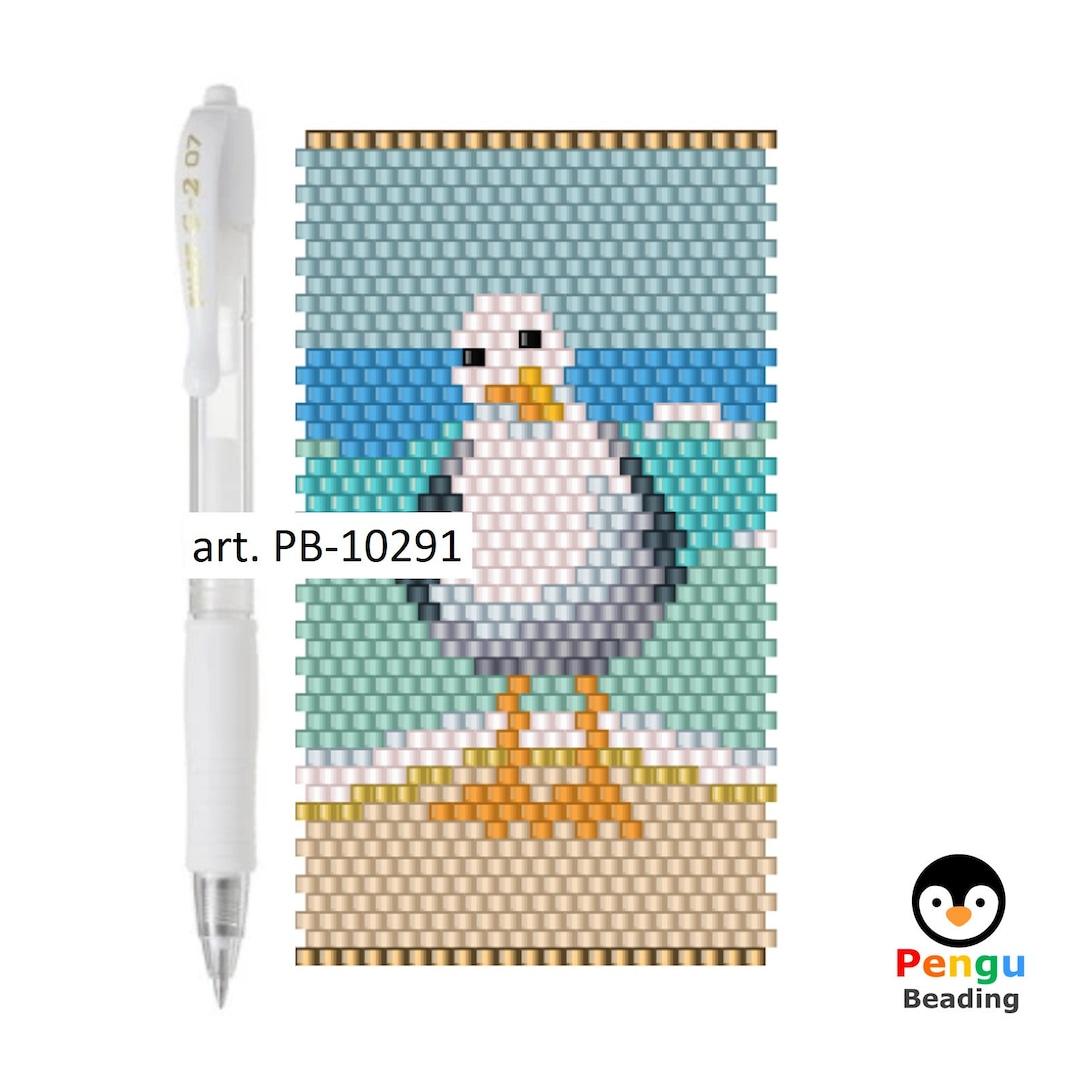 Beaded SEAGULL Bird Pen Wrap as Peyote Seed Bead Pattern - Peyote Pen ...