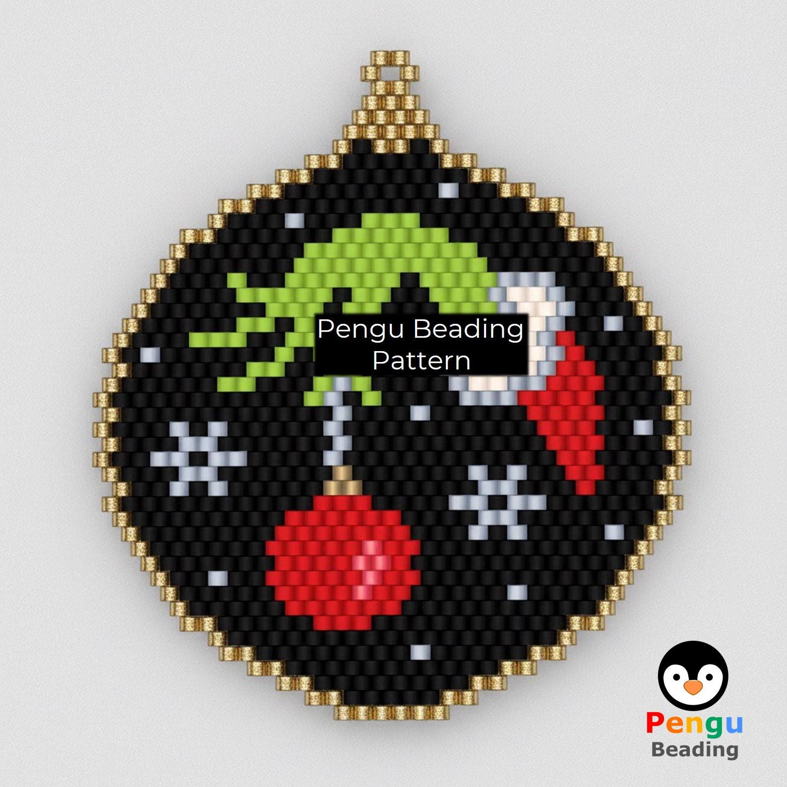 Beaded Grinch's Hand Round Flat Christmas Ornament Miyuki Brick Stitch ...