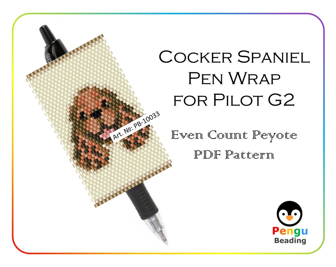 Beaded Cocker Spaniel Head Even Count Peyote Pen Wrap for Pilot G2 ...