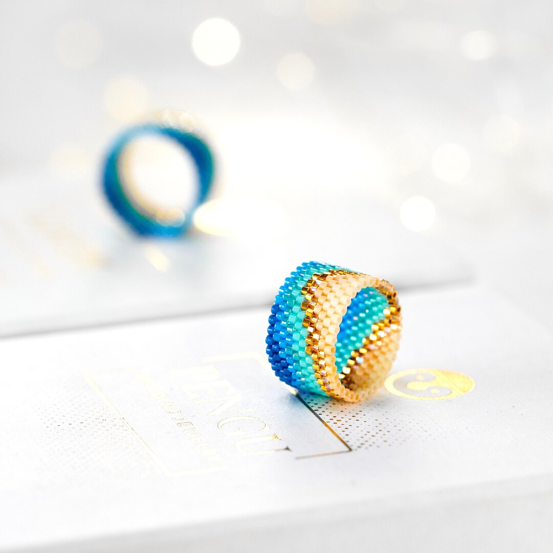 PDF Pattern Beaded Sea Coast Ring as Seed Bead Ring - Peyote Ring ...
