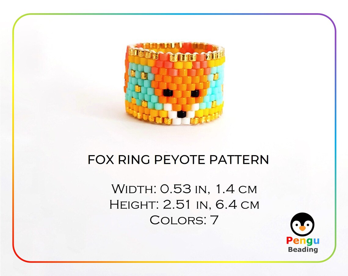 Beaded Fox Ring as Seed Bead Ring Pattern - Peyote Ring Beading Pattern ...