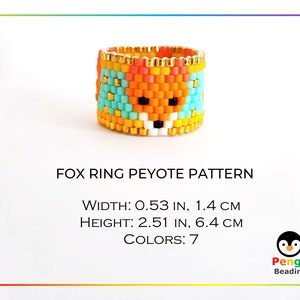 Beaded Fox Ring as Seed Bead Ring Pattern - Peyote Ring Beading Pattern ...